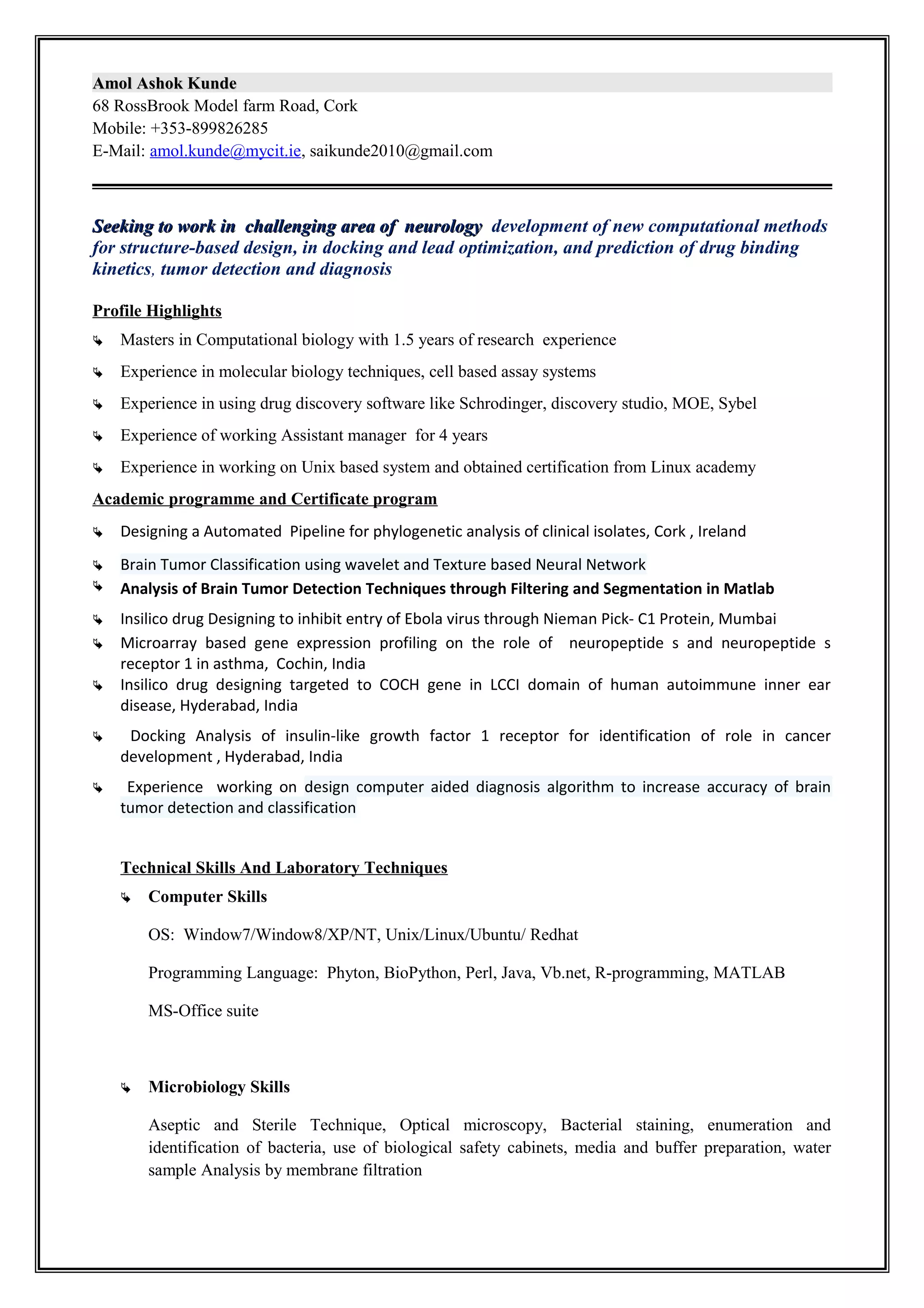 Amol Kunde resume | DOC