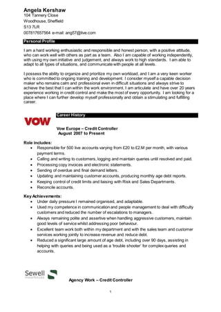 Ang CV 13.03.1 | DOCX | Career Advice | Careers