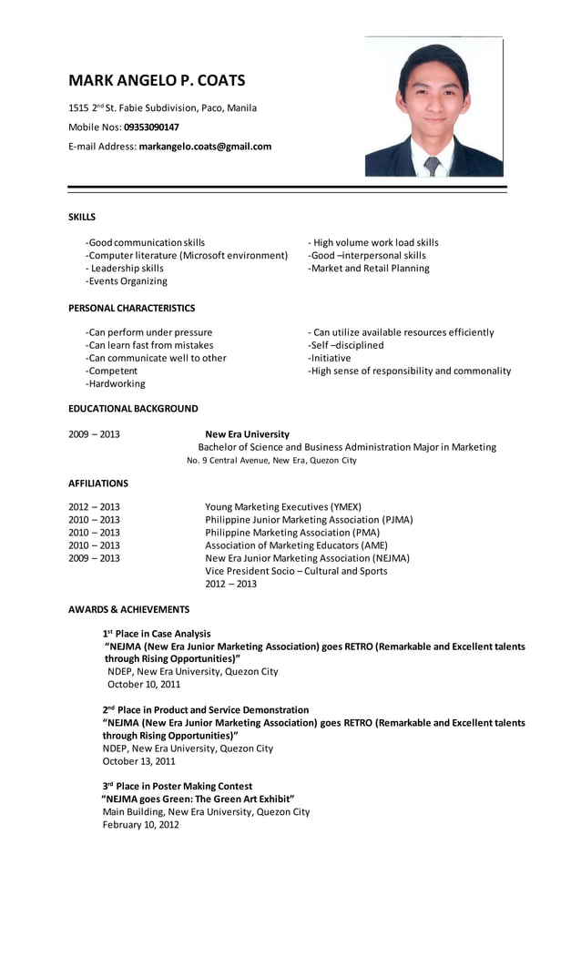 Mark Angelo P. Coats - Resume | PDF