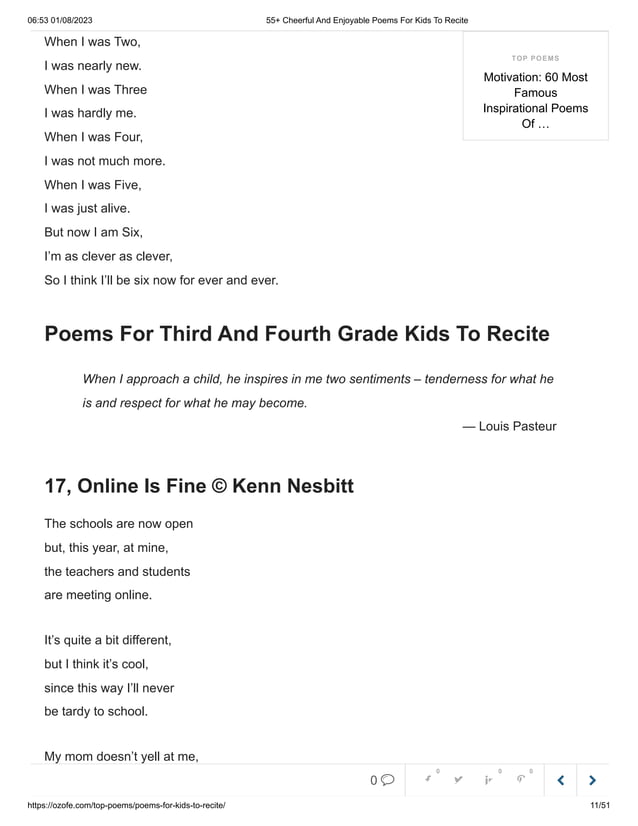 55+ Cheerful And Enjoyable Poems For Kids To Recite.pdf | Poetry ...