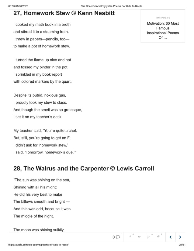 55+ Cheerful And Enjoyable Poems For Kids To Recite.pdf | Poetry ...