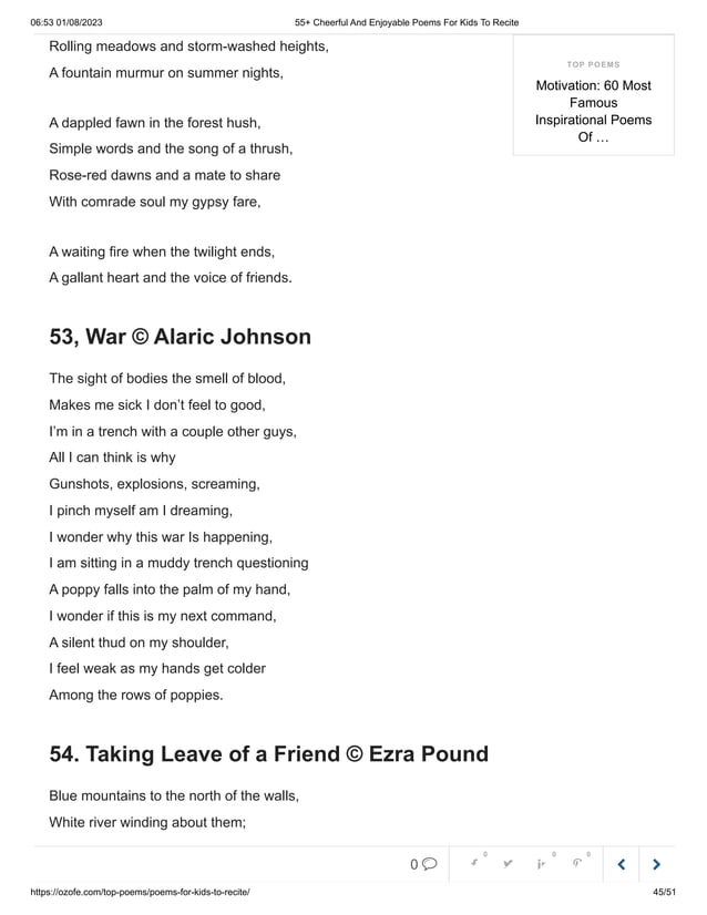 55+ Cheerful And Enjoyable Poems For Kids To Recite.pdf | Poetry ...