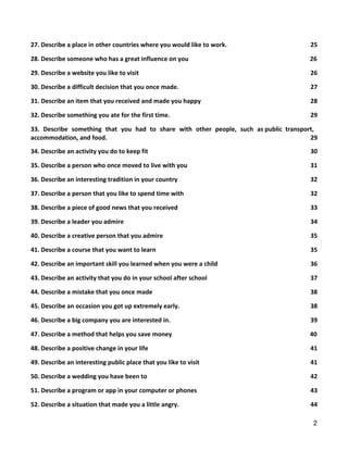 55 cue cards final for speaking questions part 2 ielts | PDF