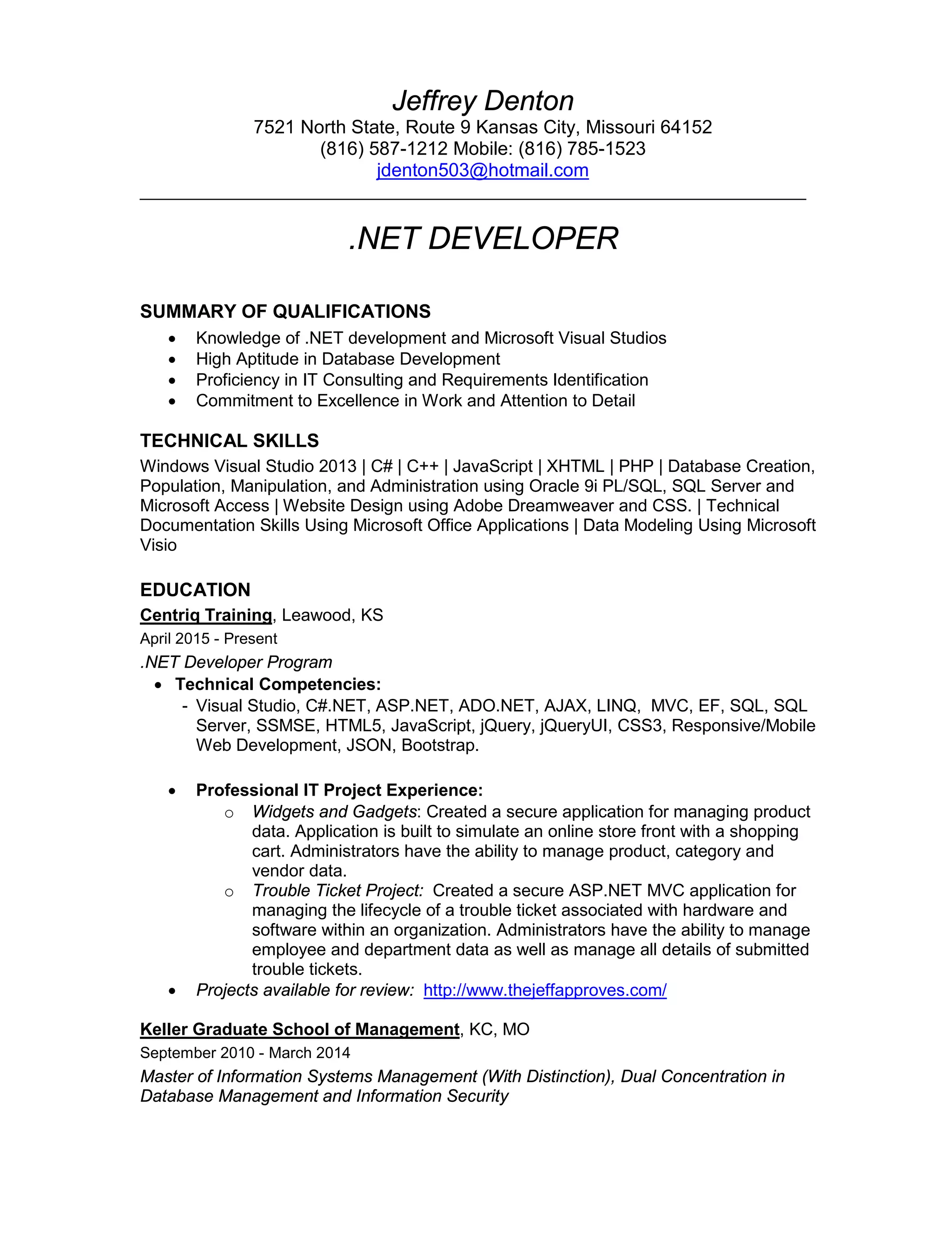 Jeff Denton Resume IT | PDF