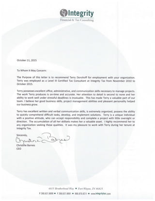 Terry Letter of Recommendation | PDF