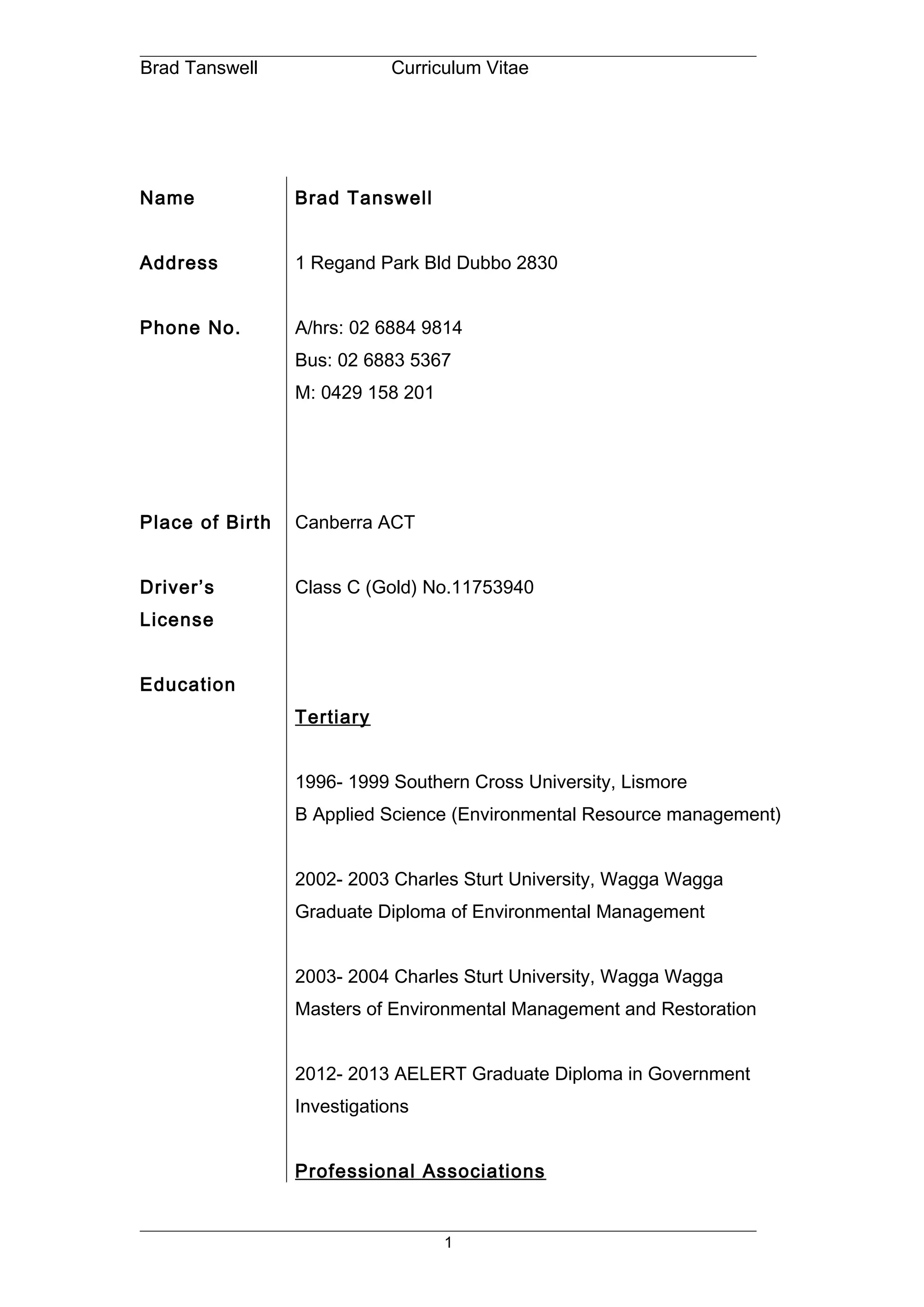 BT CV June 2013 | DOC