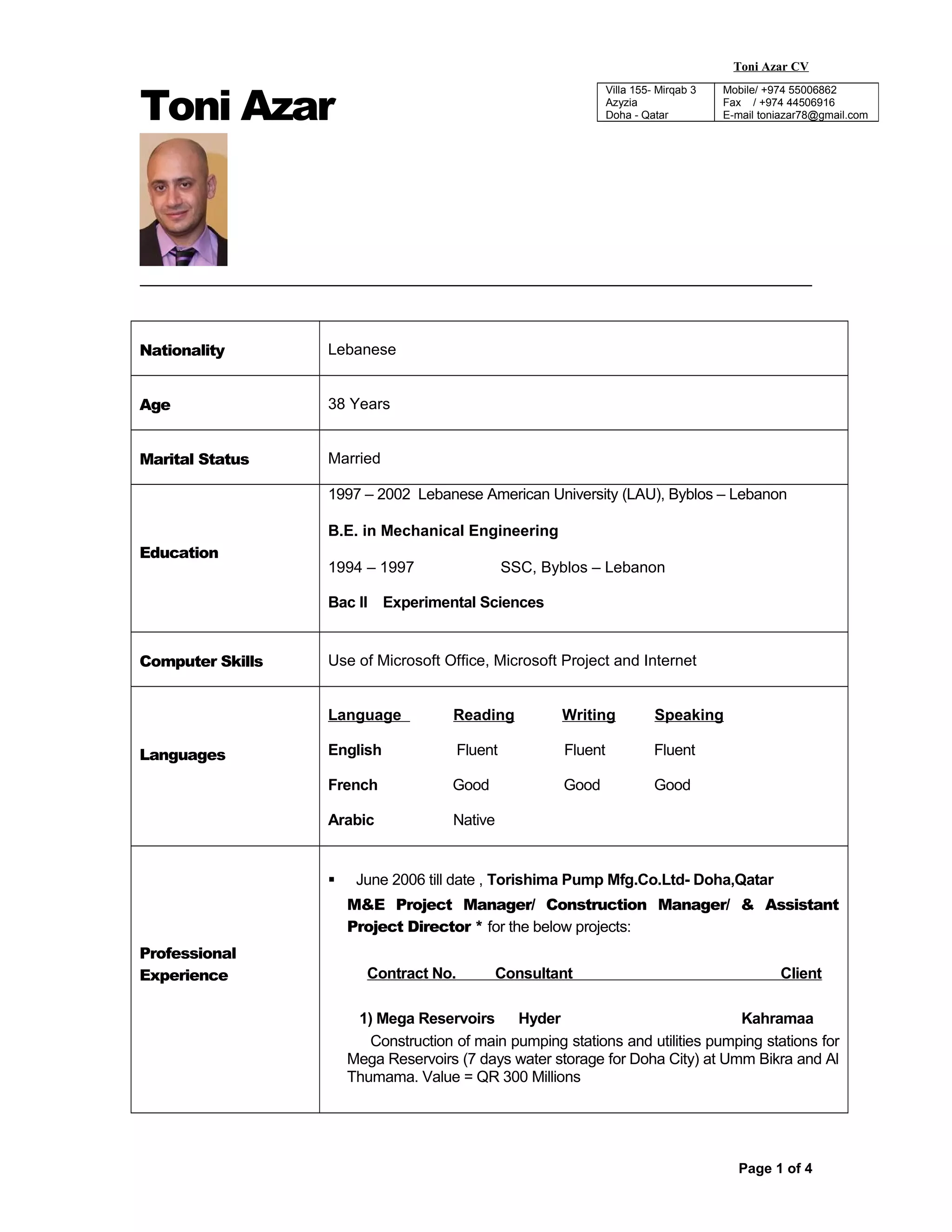 Resume Wizard of Eng Toni Azar- rev1 | DOC