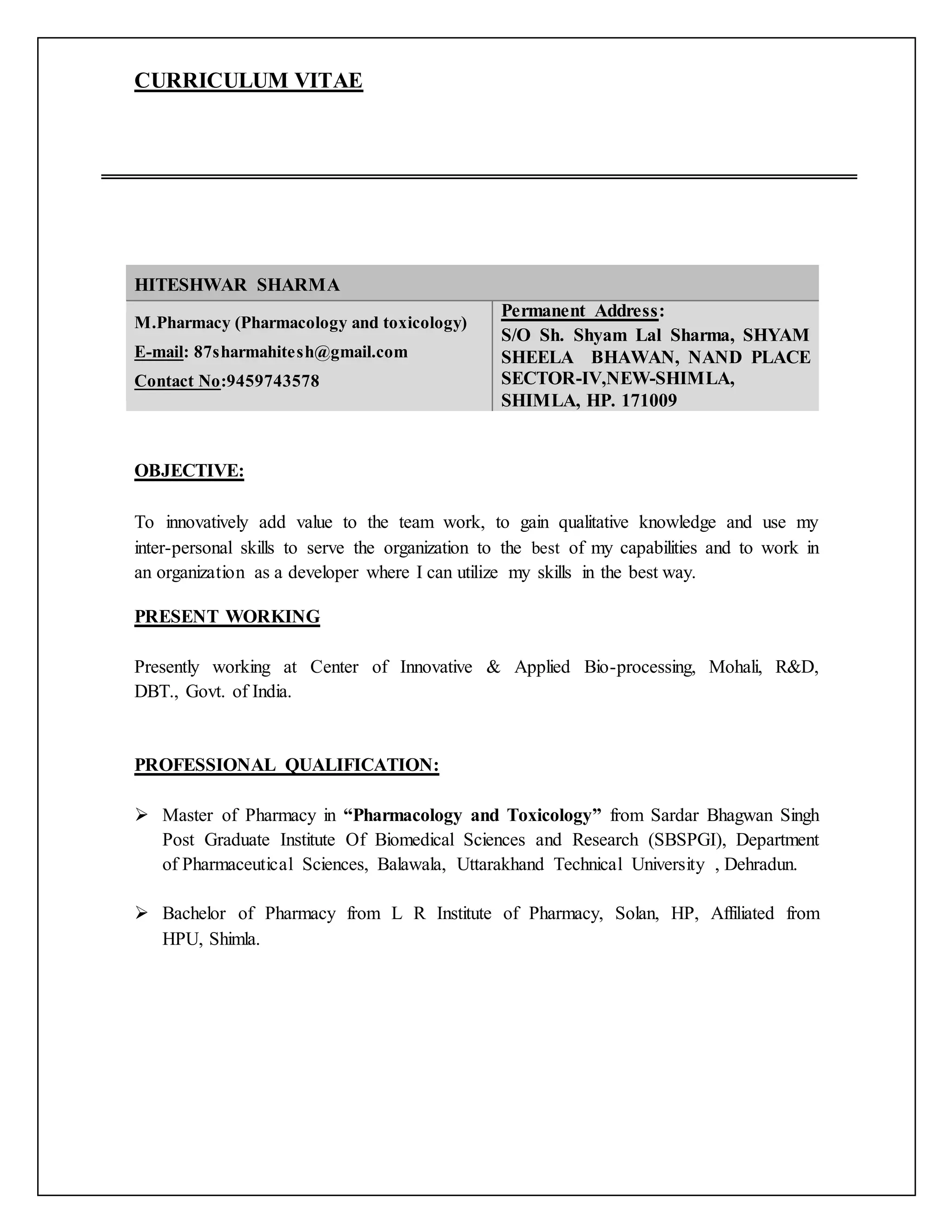 Resume. Hitesh (2) (2) | DOCX