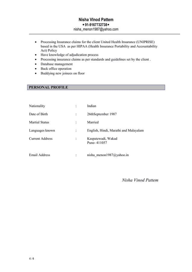 Resume-Nisha - Copy | DOC
