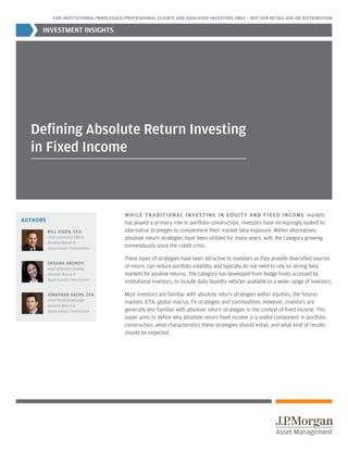JP Morgan Absolute Return Investing in Fixed Income | PDF