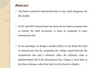 Transmission line fault detection using iot | PPTX