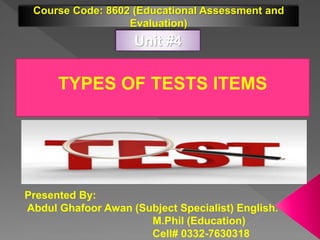 Types of tests items | PPT