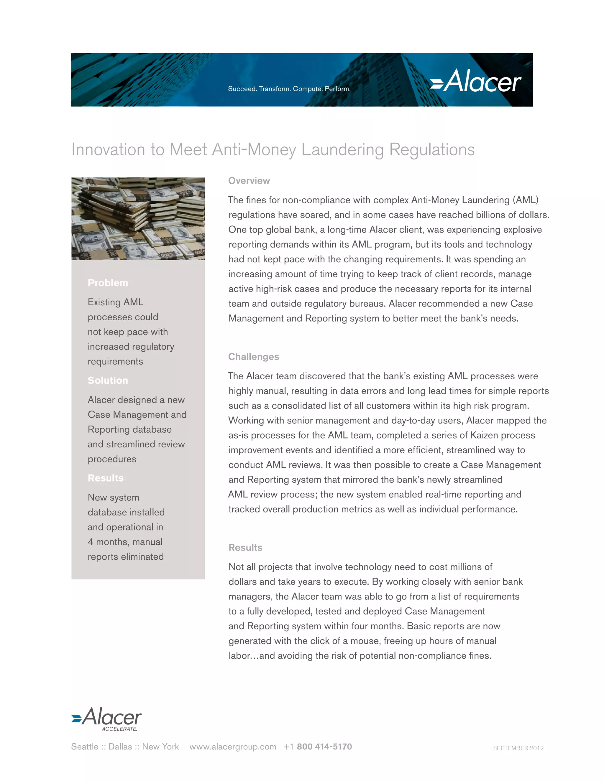 Alacer-Case-AML-innovation | PDF | Business Banking & Finance | Business