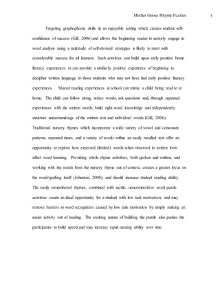 Mother Goose Rhyme Puzzles and Struggling Readers | DOCX | Early ...