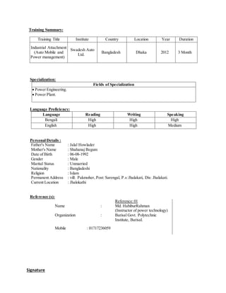 Resume of Md. Sohel | DOCX