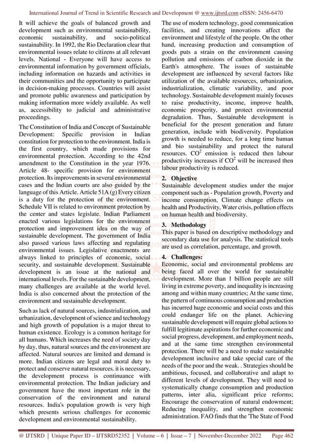 Emerging Issues and Challenges of Sustainable Development A National ...