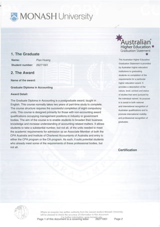 Graduate Diplomat in Accoounting @Monash University | PDF