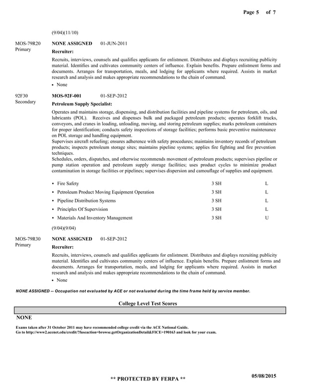 joint services transcript | PDF