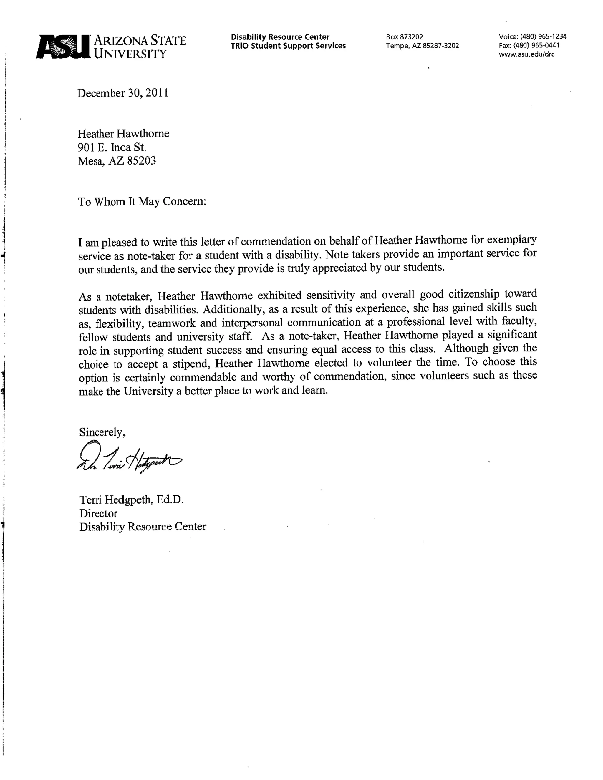 Letter of Commendation | PDF