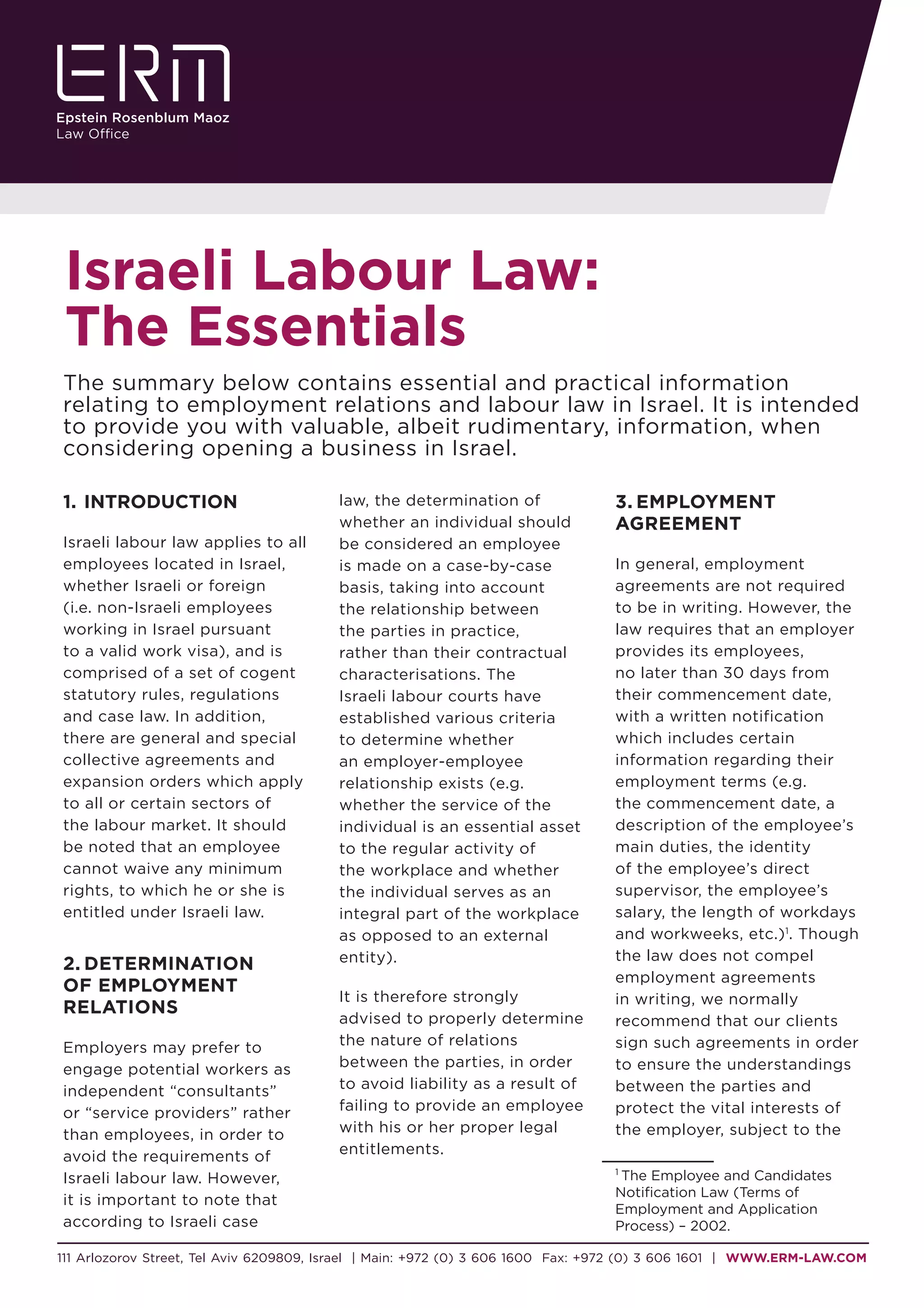 Israeli Labour Law | PDF
