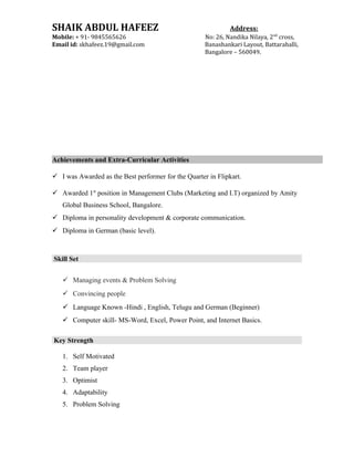 Shaik Updated Resume | DOC | Business Administration | Business