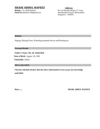 Shaik Updated Resume | DOC | Business Administration | Business