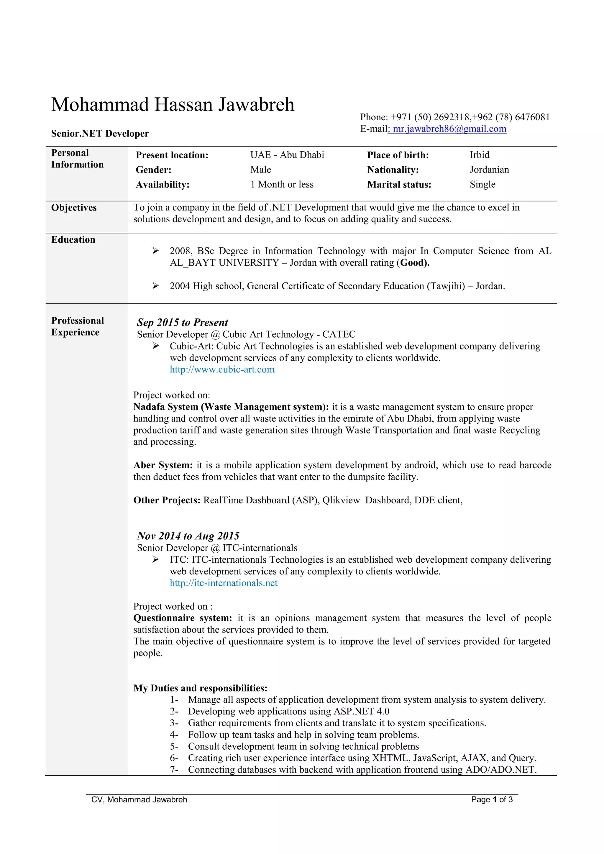 Mohammad Jawabreh CV | PDF