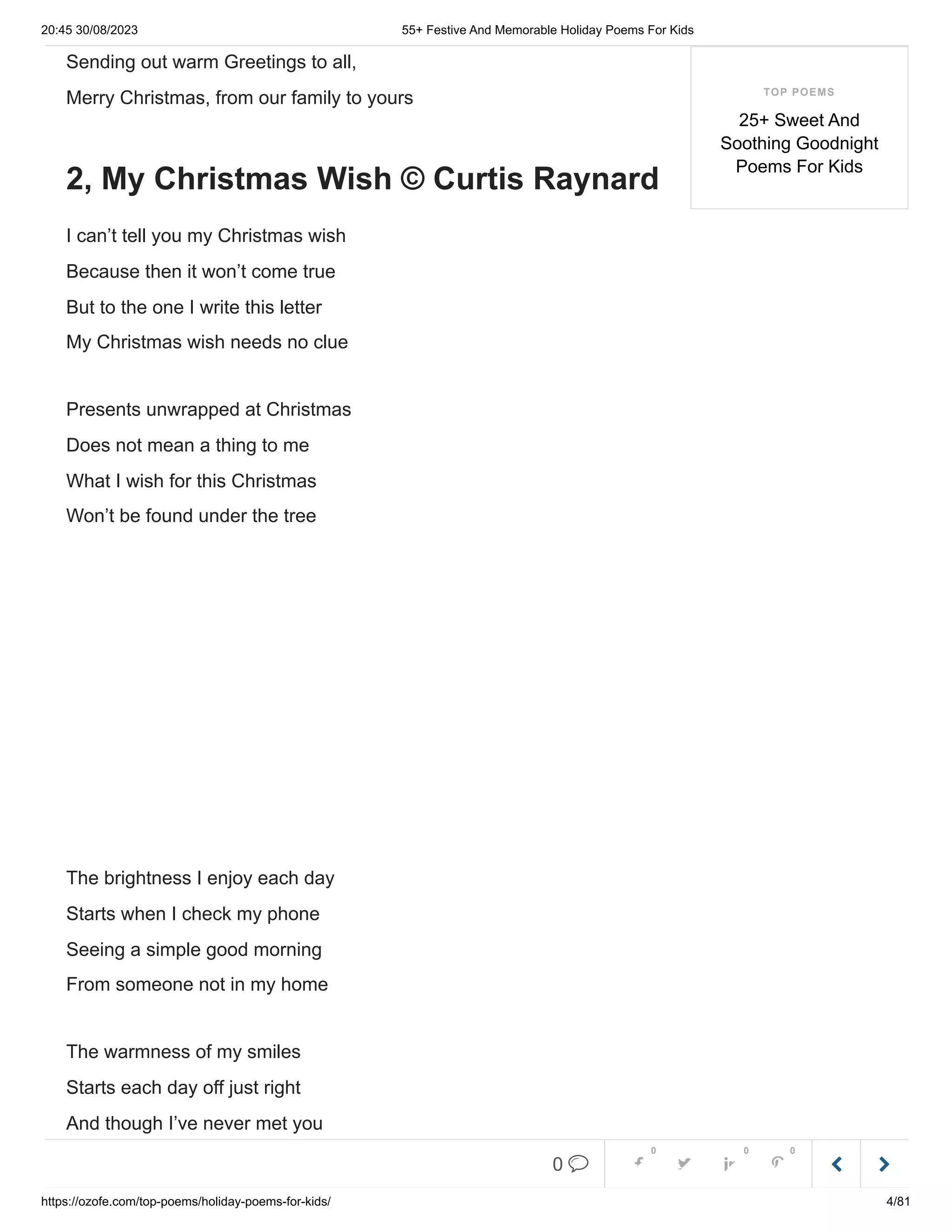 Holiday Poems For Kids | PDF