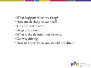 Sleep and Drowsy Driving | PPTX