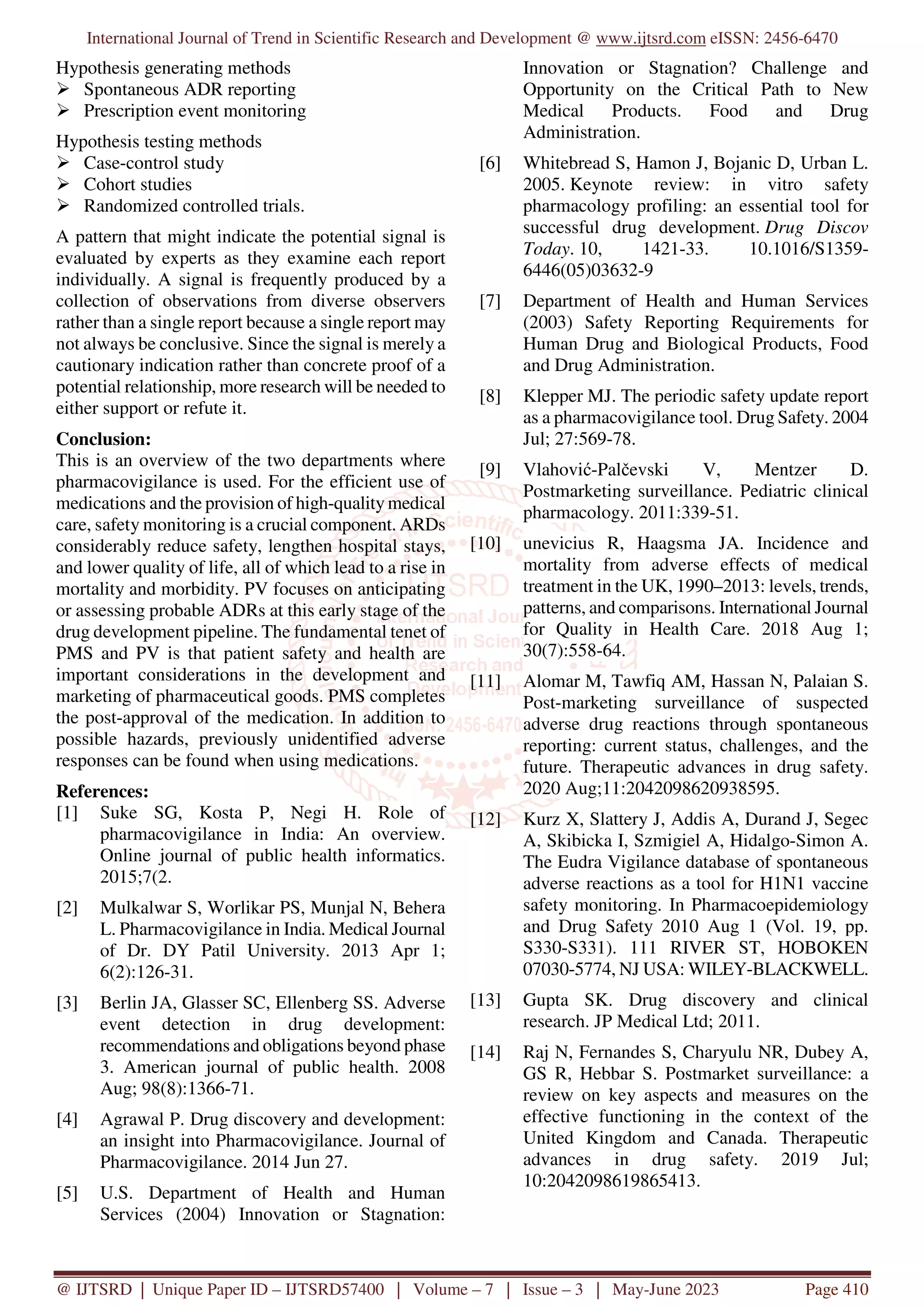 Role of Pharmacovigilance in Drug Discovery and Post Marketing ...