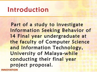 Search and use of information among final year Computer Science and ...
