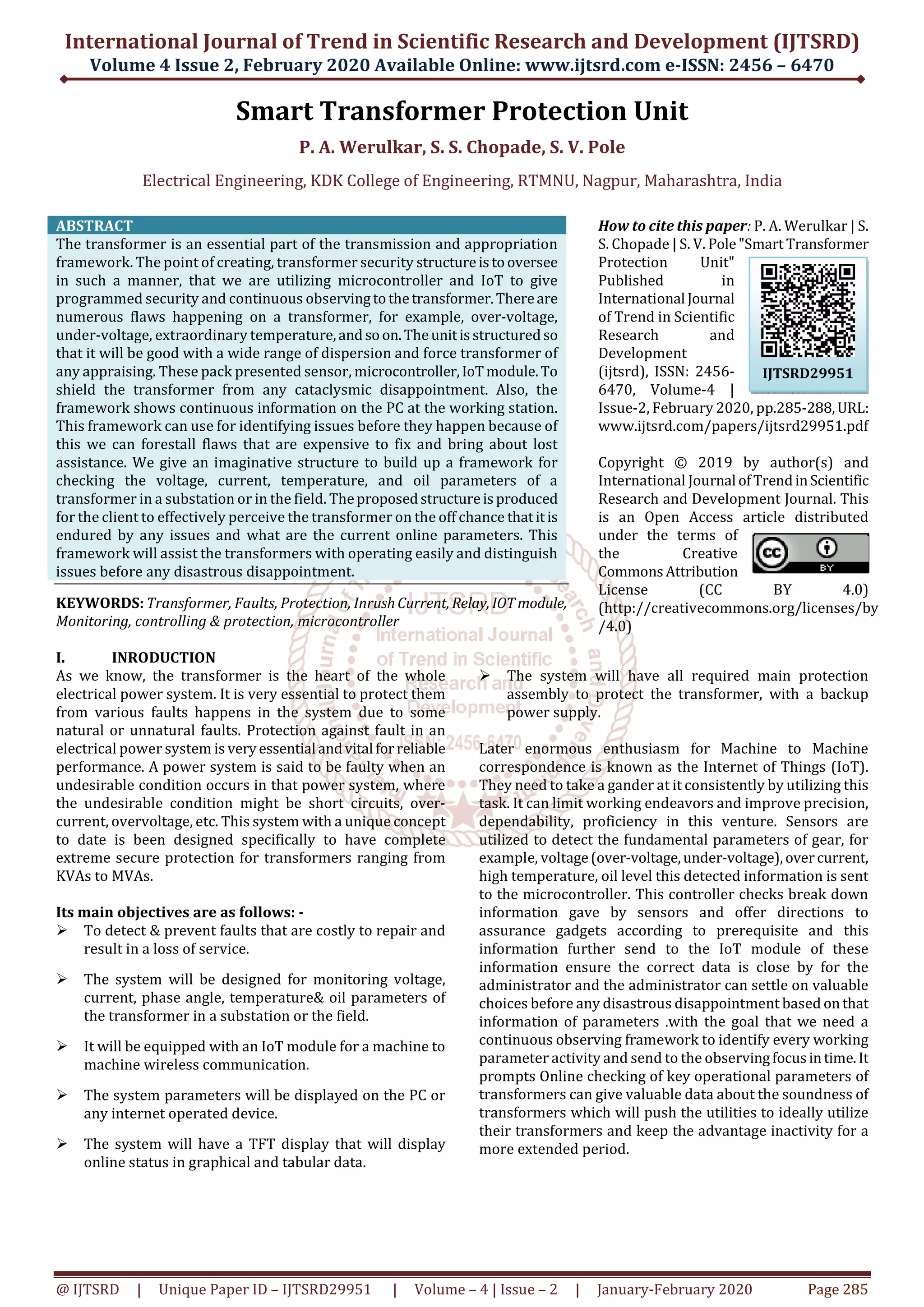 Smart Transformer Protection Unit | PDF