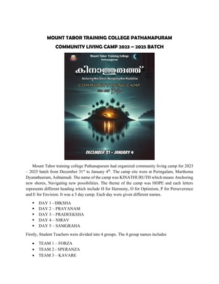 community living camp- kinathuruth 2023-2025 | PDF