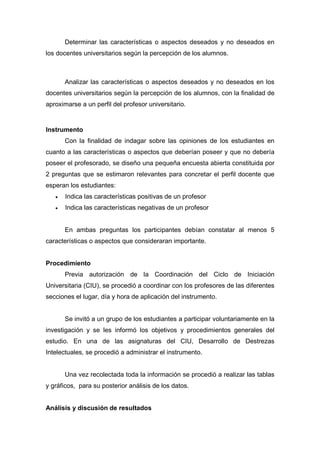 EL PERFIL DEL PROFESOR UNIVERSITARIO. DESDE LA PERSPECTIVA DE LOS ...