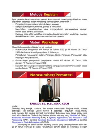 Silabus Training/WORKSHOP NASIONAL _"Pemberlakuan Ketentuan TERBARU tentang PENGUPAHAN (PP No ...