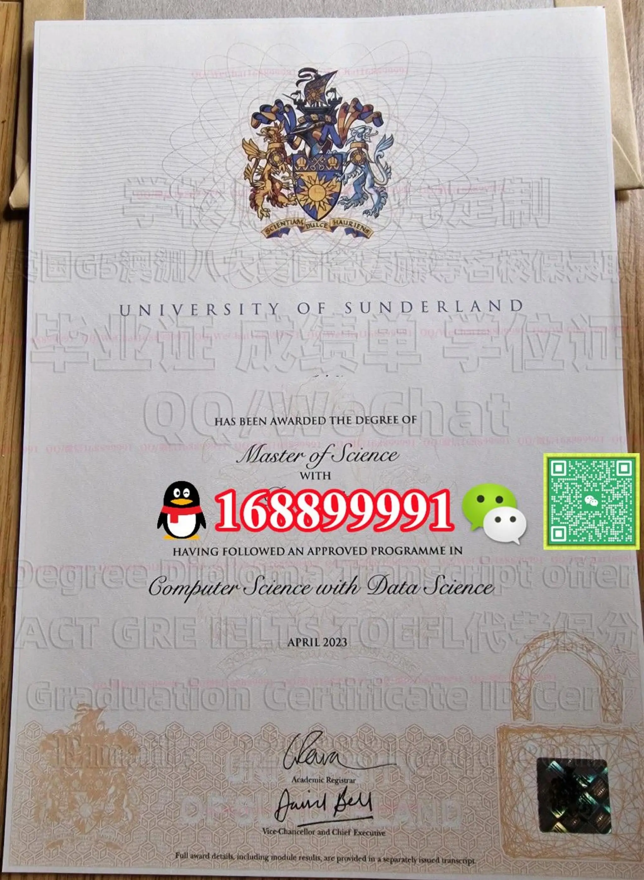 University of Sunderland degree offer diploma Transcrip | PDF