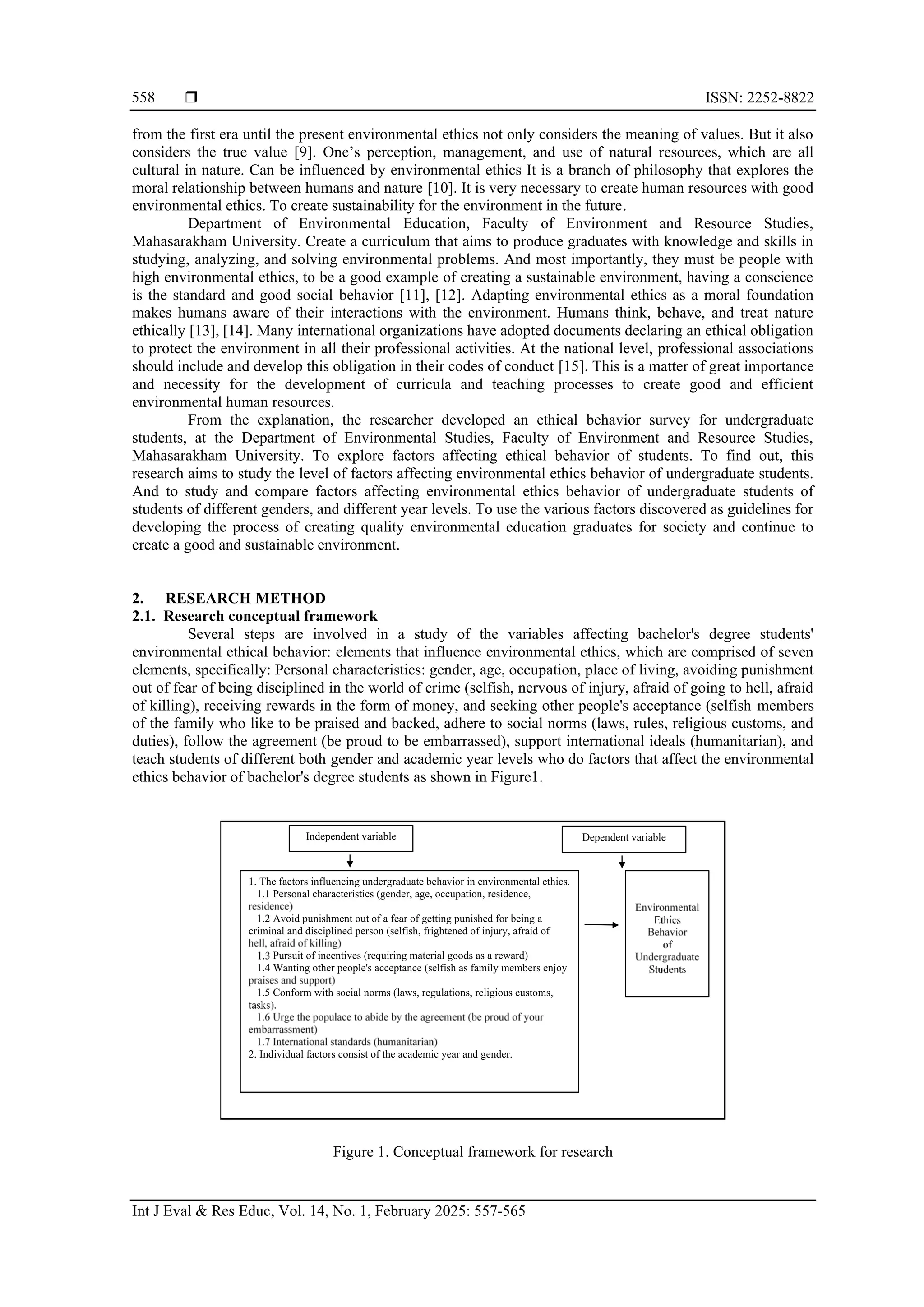 Factors affecting environmental ethics behavior of undergraduate ...