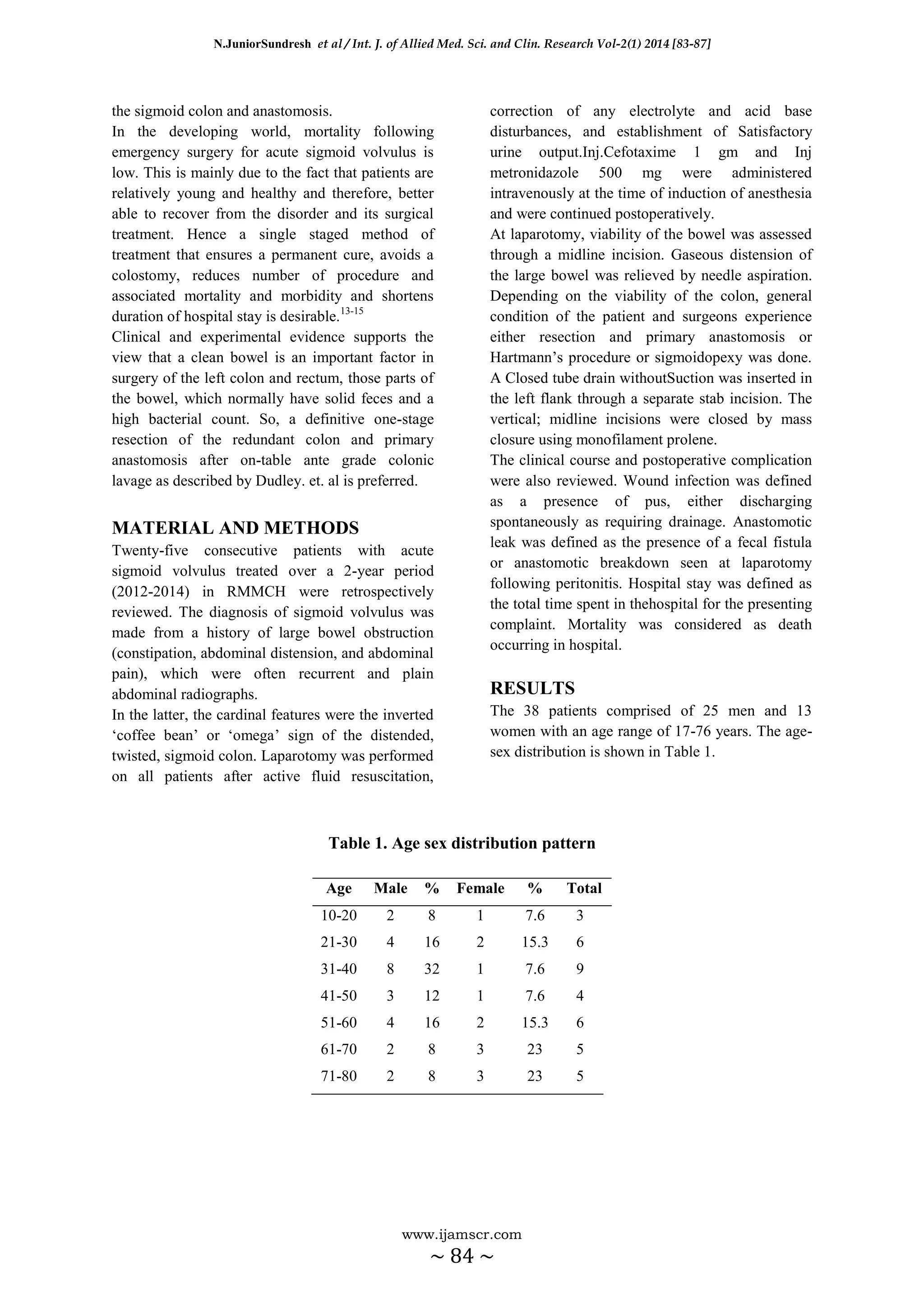 A study on sigmoid Volvulus presentation and management | PDF