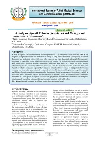 A study on sigmoid Volvulus presentation and management | PDF