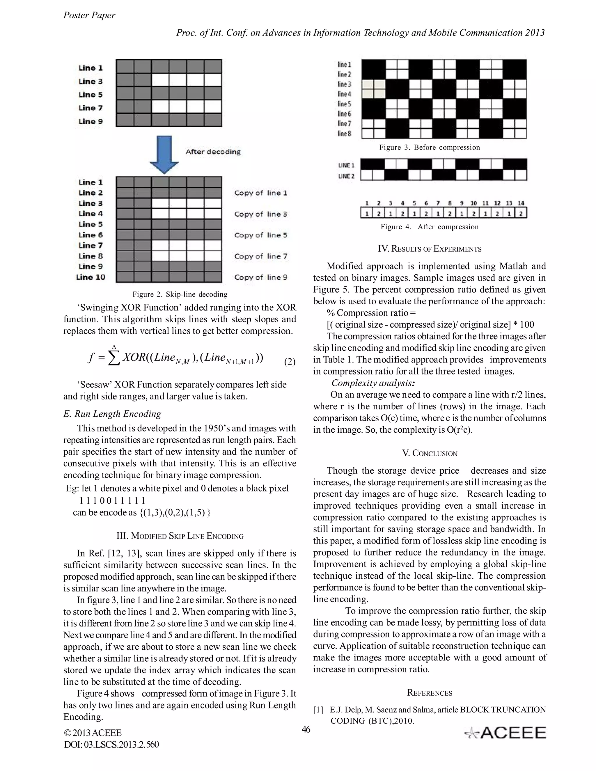 Modified Skip Line Encoding for Binary Image Compression | PDF