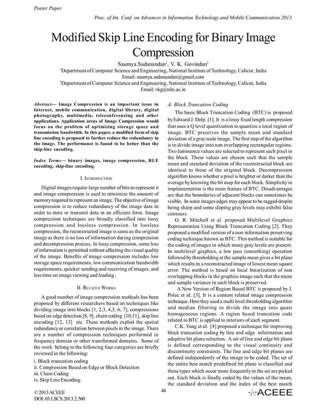 Modified Skip Line Encoding for Binary Image Compression | PDF