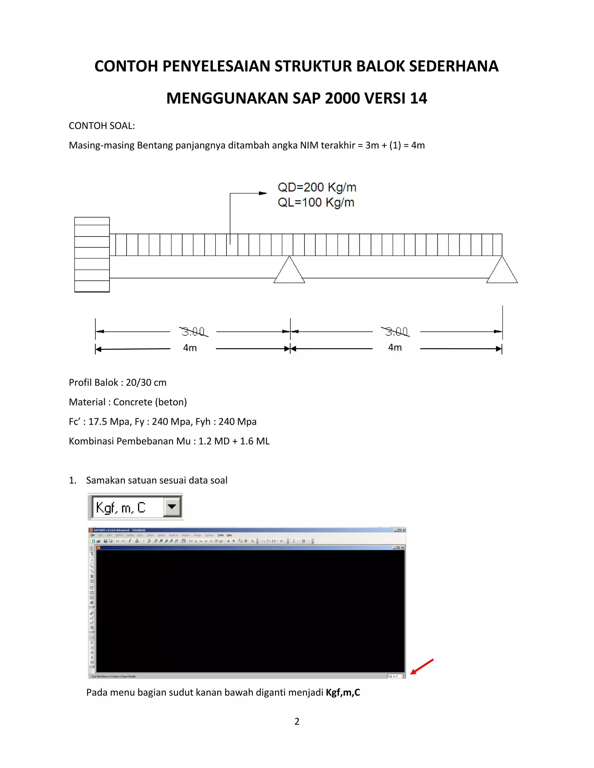 56026598 contoh-perhitungan-balok-sederhana-dgn-sap2000-v14 | PDF