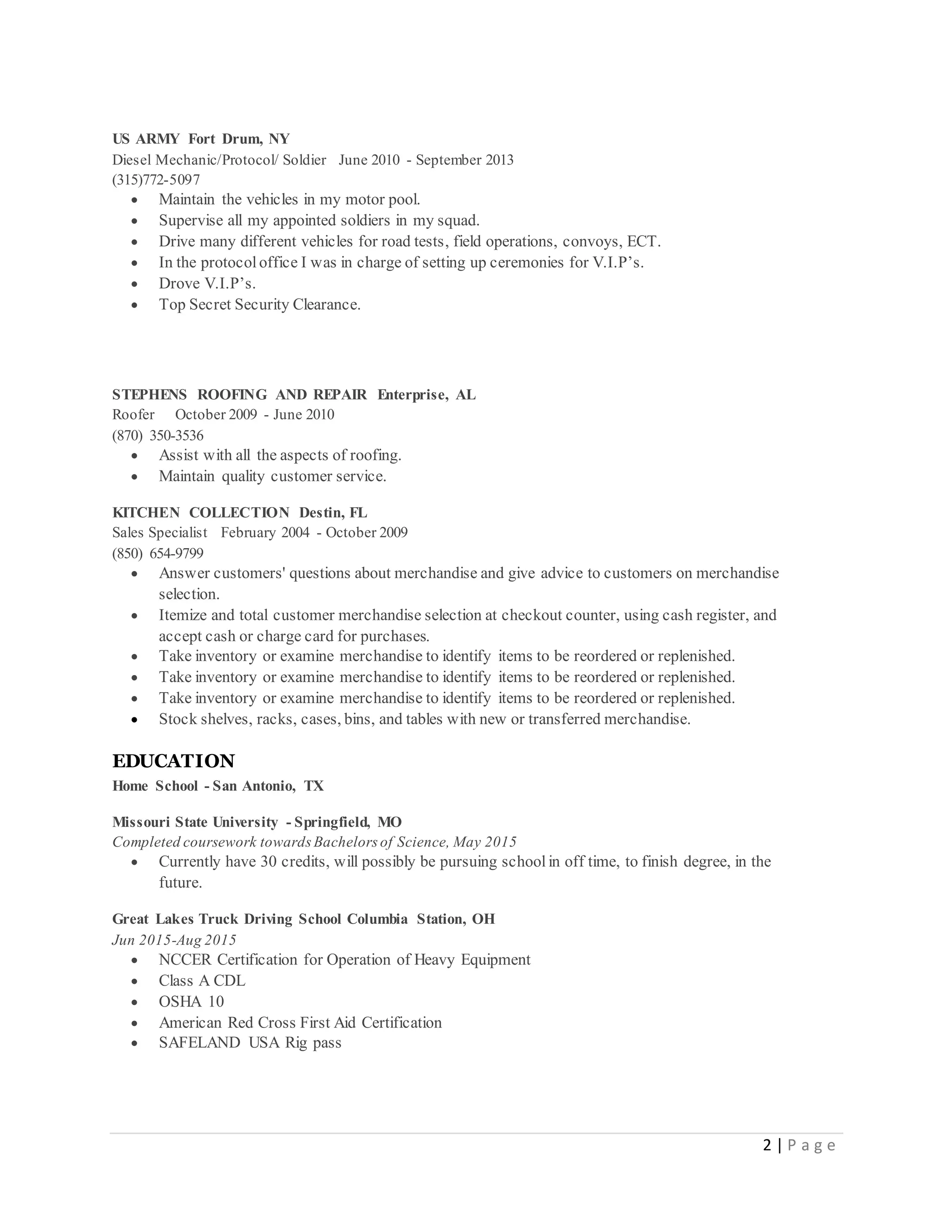 Joshua Benedict Resume | DOCX