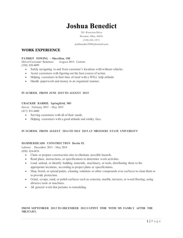 Joshua Benedict Resume | PDF