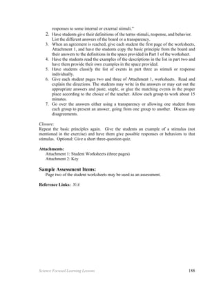 Stimulus and Response Worksheet 2 with Answers | PDF