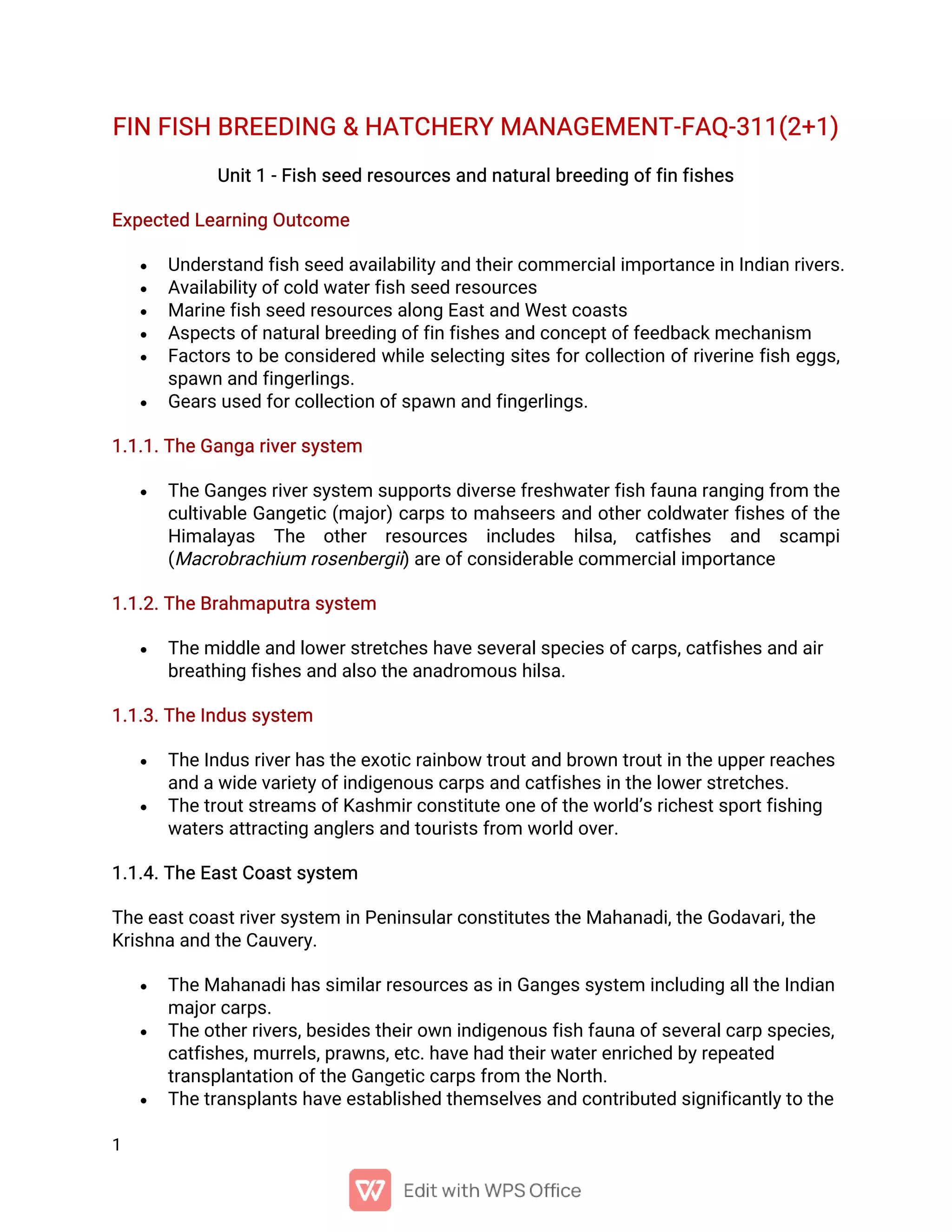 FINFISH BREEDING & HATCHERY MANAGEMENT | PDF