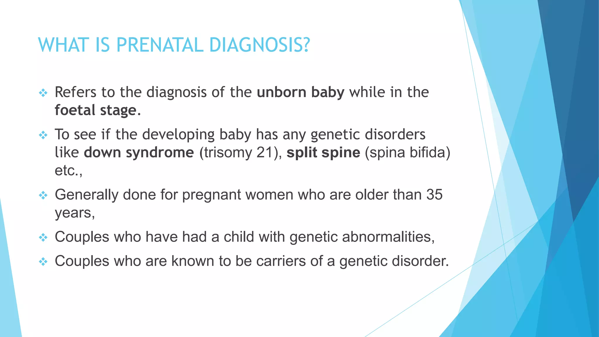 Prenatal diagnosis techniques | PPT