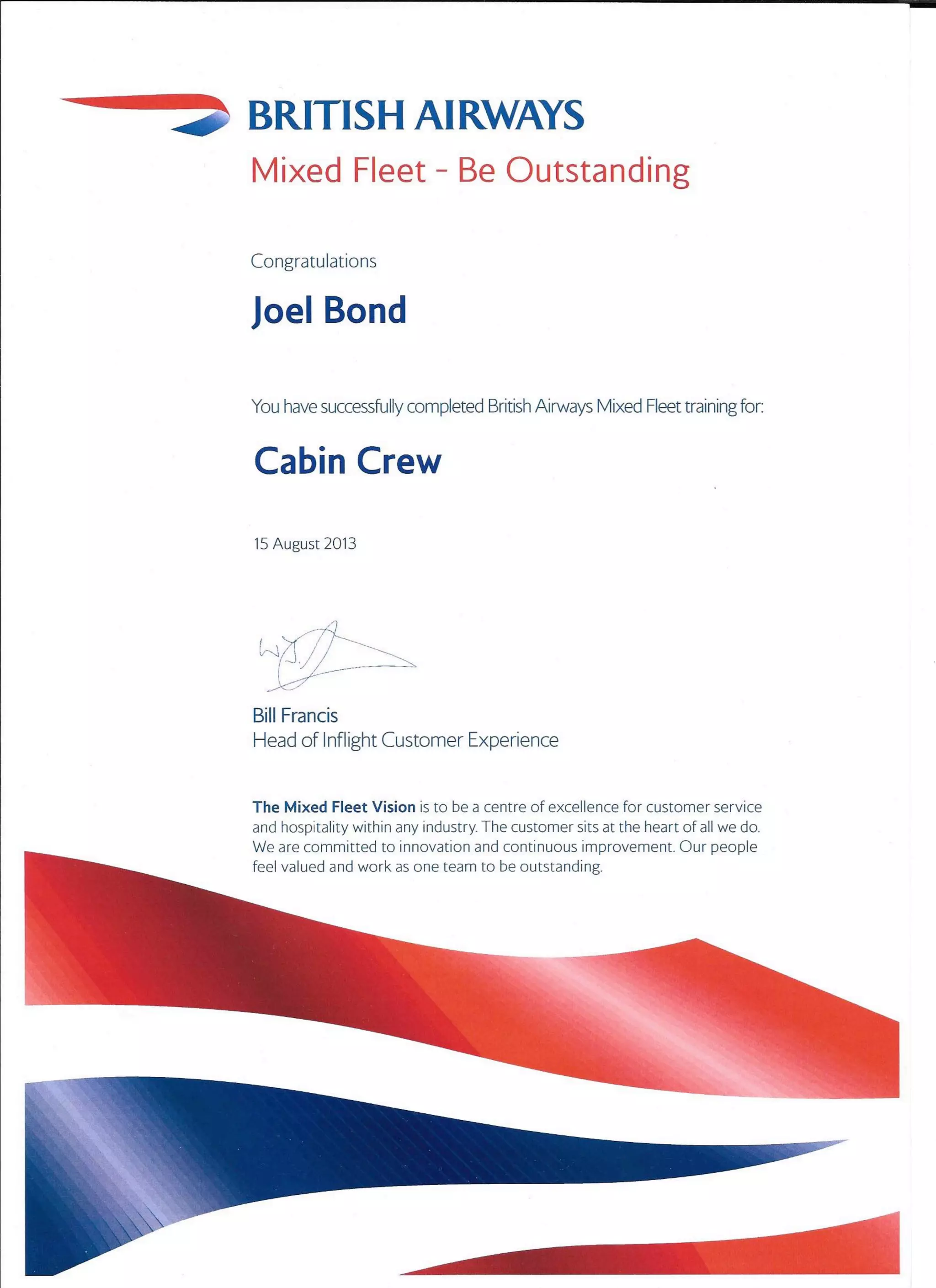 BA Cabin Crew Certificate | PDF