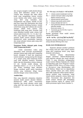 ADSORPSI TOLUENA PADA ARANG AKTIF TEMPURUNG KEMIRI | PDF