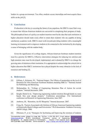 Strategies for Improving the Retention of Engineering and Technology ...